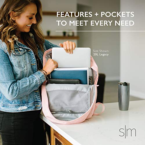 Simple Modern Legacy Backpack with Laptop Compartment Sleeve - 35L Travel Bag for Men & Women College Work School -Blush