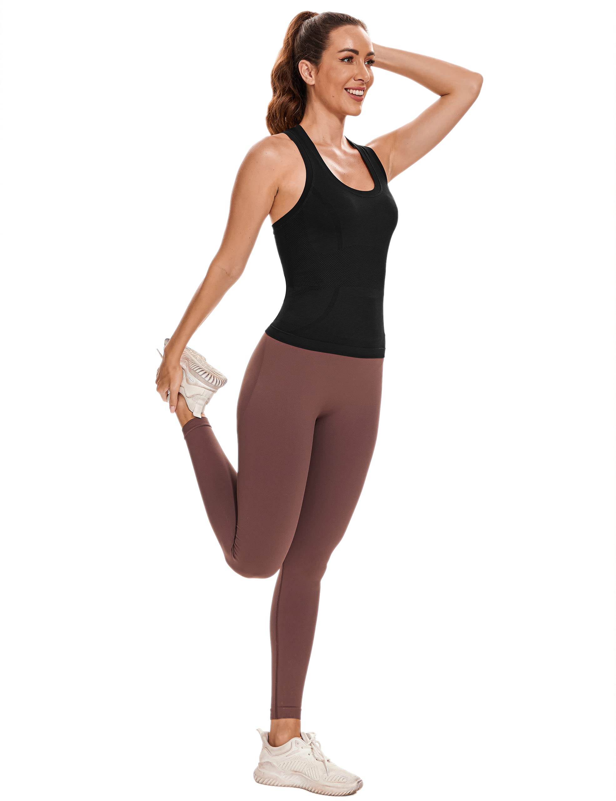 MathCat Workout Tank Tops for Women Sleeveless Gym Tops Seamless Racerback Athletic Yoga Shirts Black