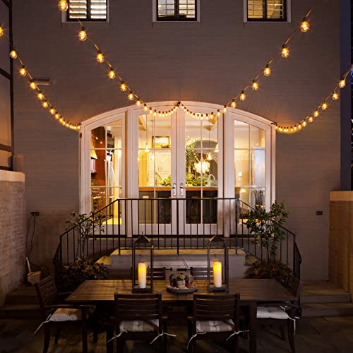 Mlambert Solar String Light Outdoor 30ft, ShatterProof Lights with 4 Modes, 15+1Bulbs, Waterproof LED Global Lights for Garden, Backyard, Porch, Black