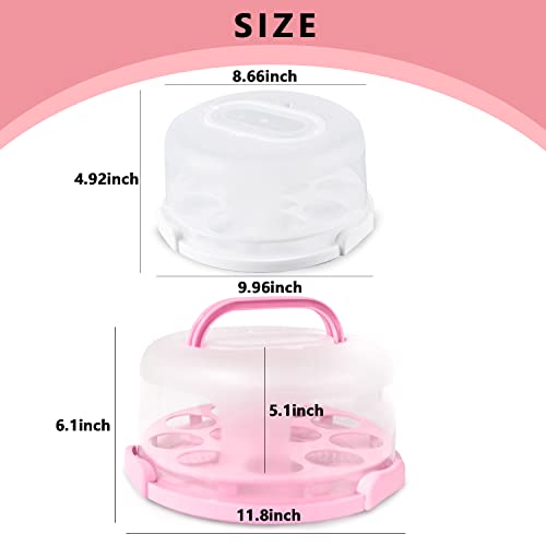 KALINCO Cake Carrier, Cake Carrier with Lid and Handle, 2 Sets of Cake Storage Containers (10+8 inch), Suitable for Cake Transportation, Pie, Nuts, and Other Desserts