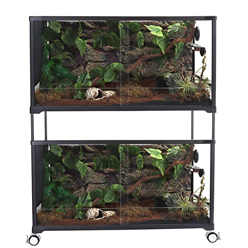 Aiicioo Reptile Glass Terrarium Stackers Post - Reptile Enclosure Accessories Stacker for Bearded Dragon Lizard Tank 4 Post