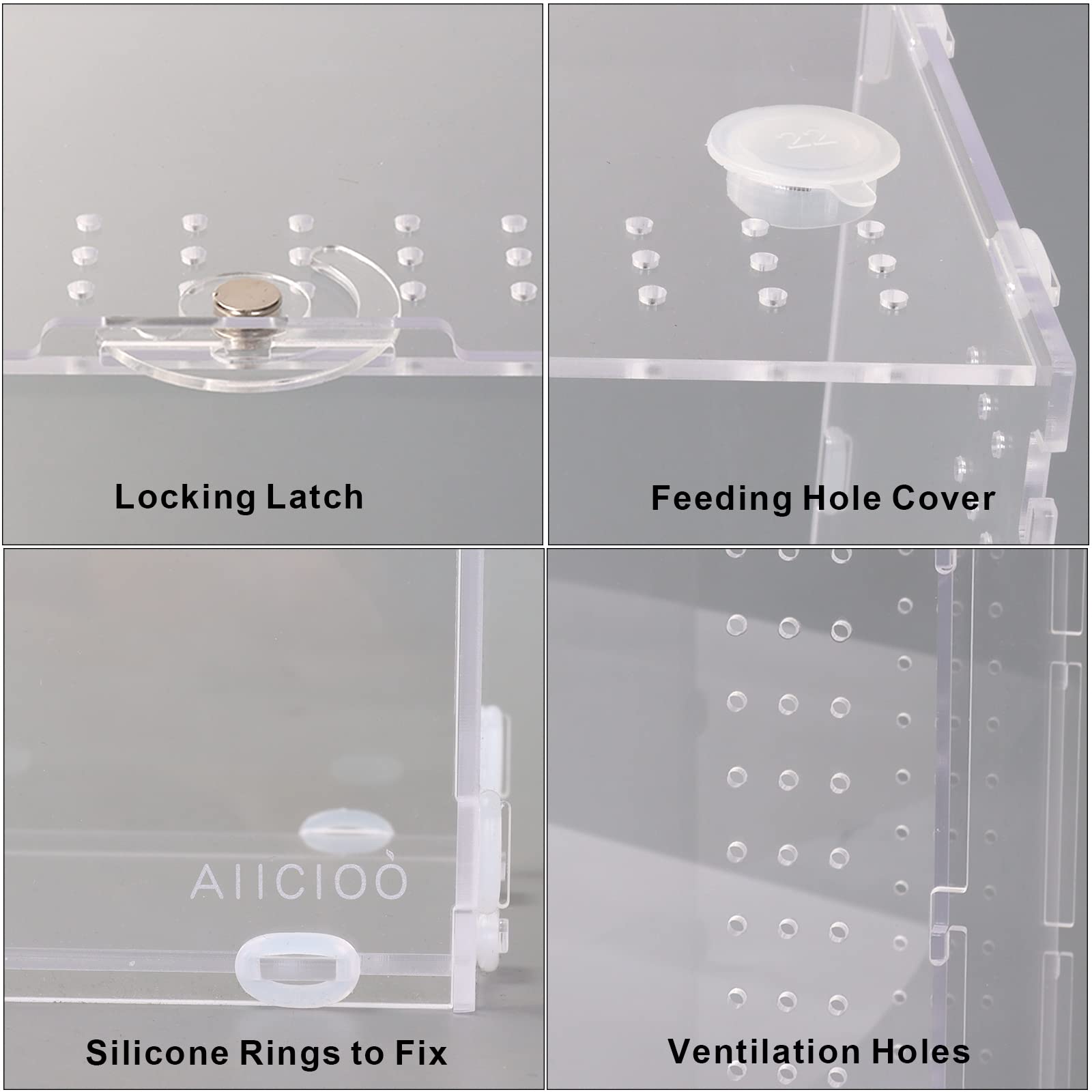 Aiicioo Micro Habitat Terrarium Enclosure 8x6x14 Inches Tarantula Enclosure Box Insect Habitat Clear Acrylic Reptile Feeding Tank for Jumping Spiders Insect Small Tree Dwelling Reptiles