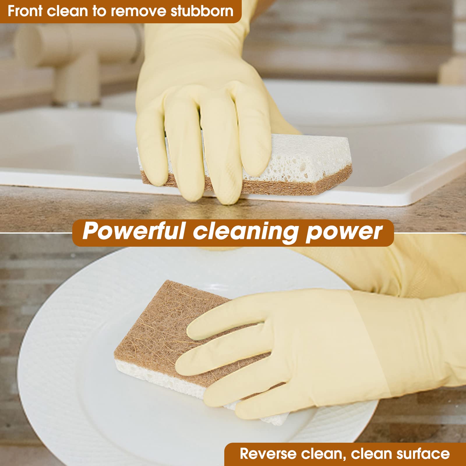 GREENTH PRO 10 Pack Nature Dish Sponge - Natural Kitchen Sponge - Coconut Fiber and Wood Cellulose Scrubber Sponge