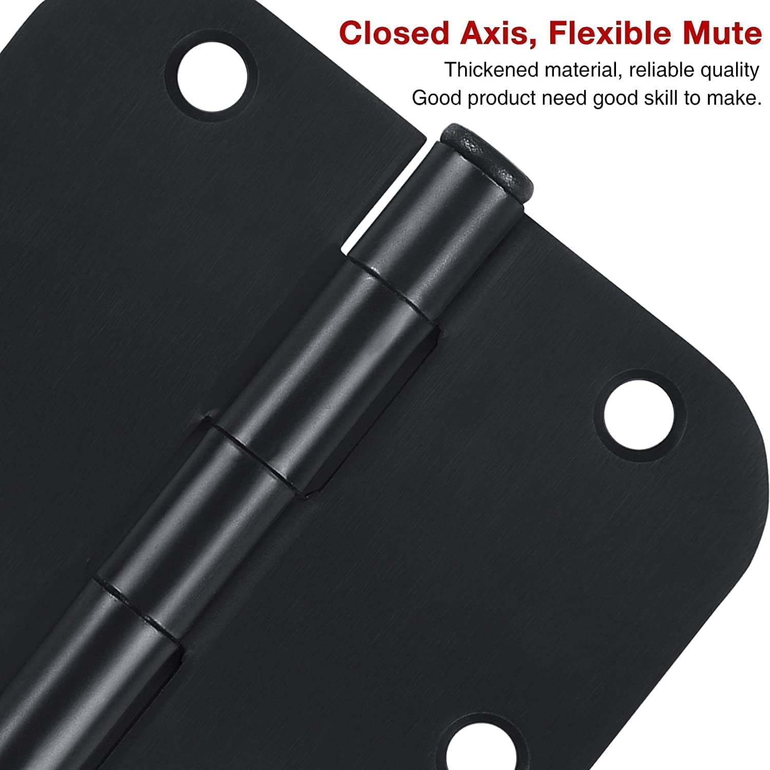 30 Pack Matte Black Door Hinges 3.5 x 3.5 Inch, Interior Rounded Door Hinges with 5/8" Radius, Heavy-Duty Black Hinges for Doors Standard Bedroom Office Door Hardware Removable Pin,RV,Garage,Shed
