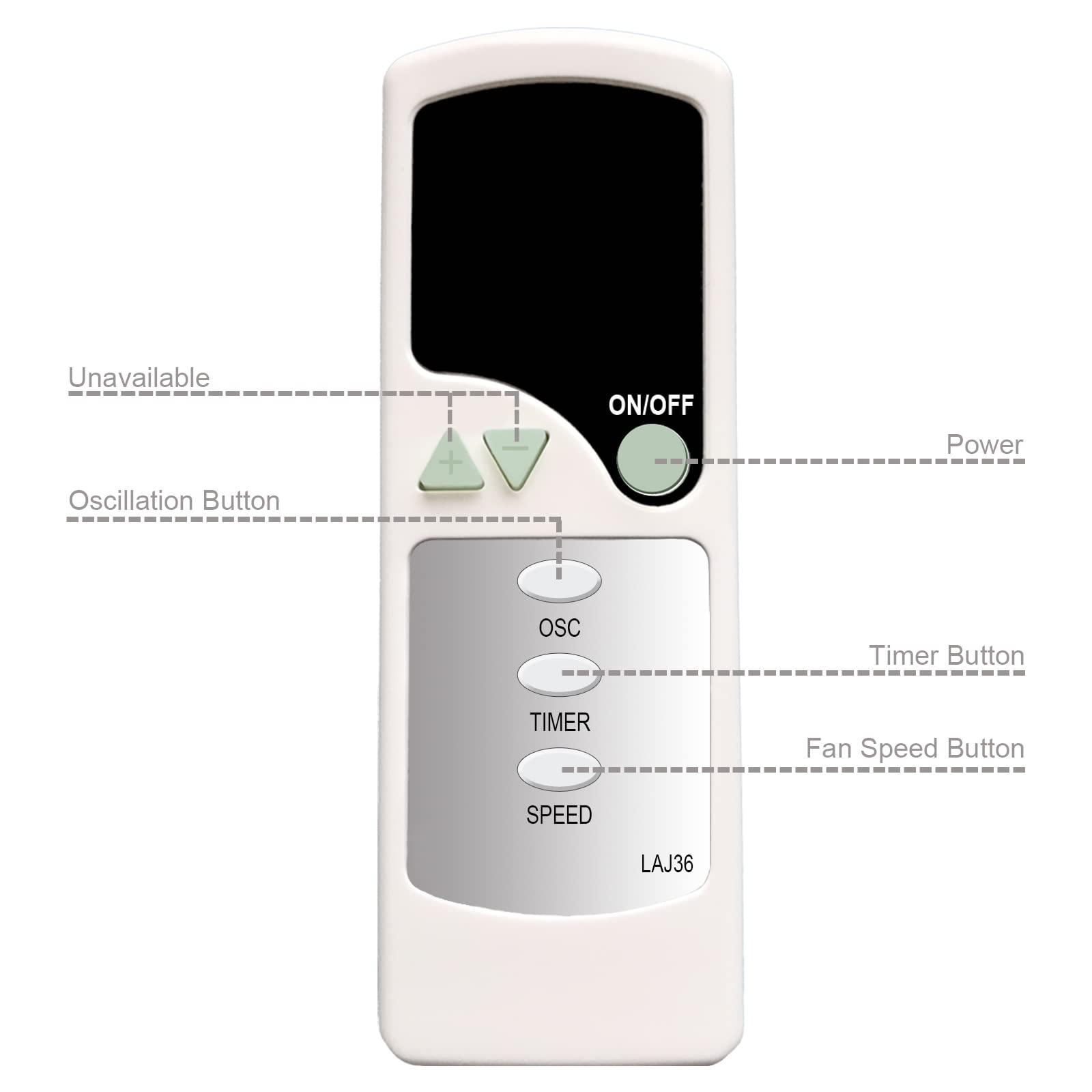 Replacement Remote Control for Lasko 2033682 2033684 T38400 T38415 Hybrid Tower Fan