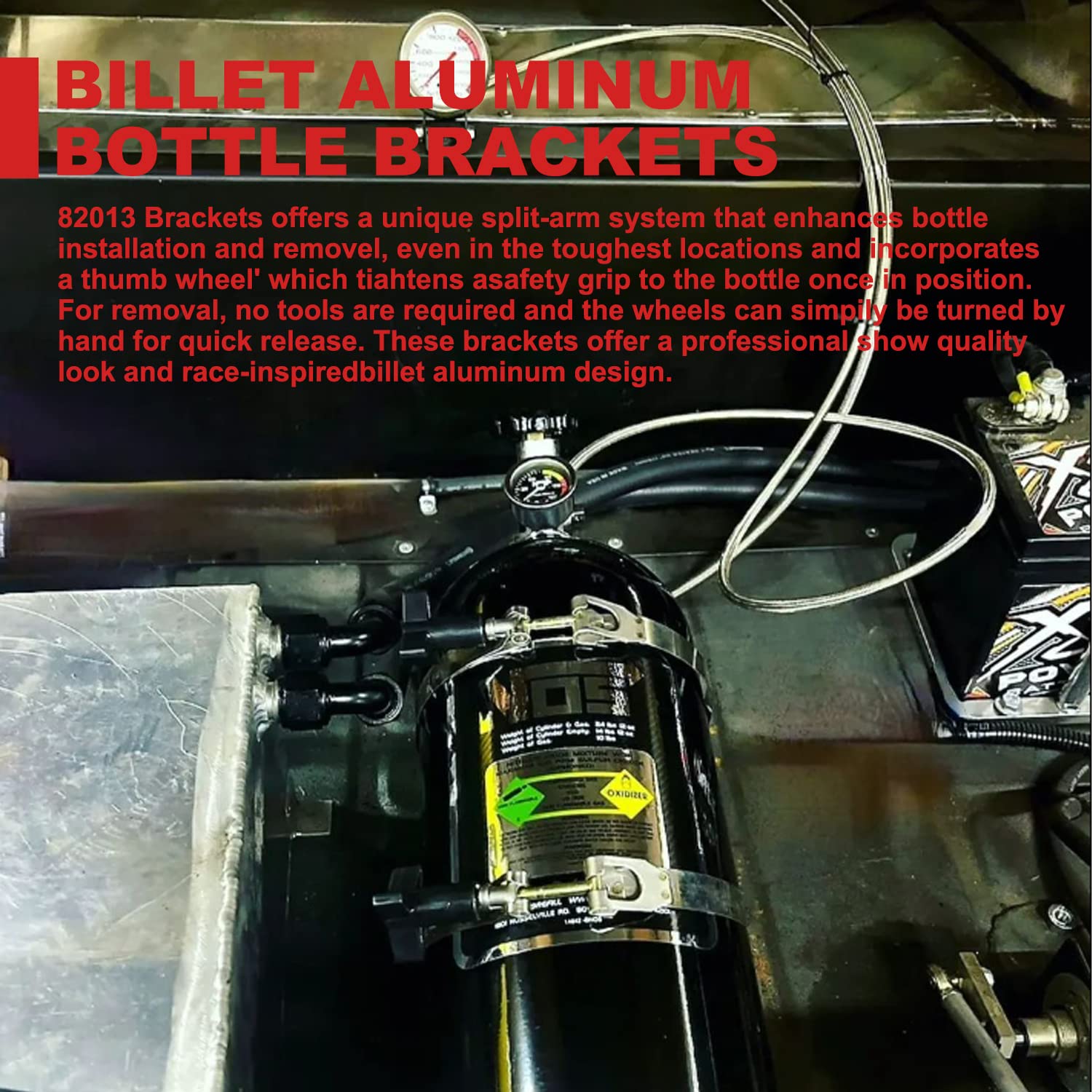 Universal 7" Nitrous Oxide Bottle Bracket for 10LB 15LB Aluminum Bottle 82013