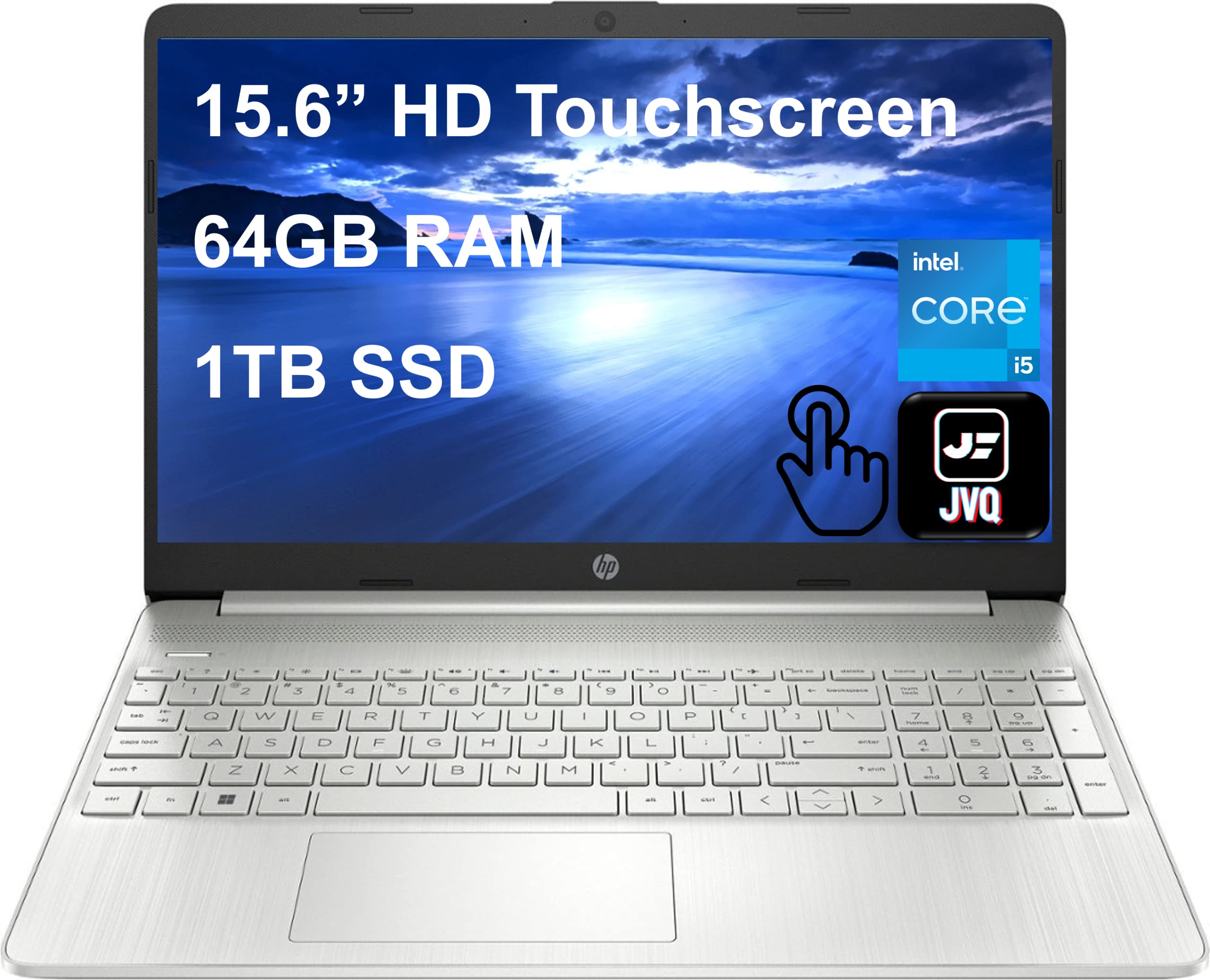 HP Pavilion 15 Laptop, 15.6" HD Touchscreen, Intel Core i5-1135G7 Processor, 64GB Memory, 1TB SSD, USB-C, HDMI, Windows 11 Home, Silver, JVQ MP