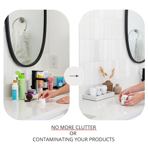 Airless Pump Jar – Air Pump Container for Cream, Lotion, and Gel - 1.7 Ounce Travel Ready Protective Refillable Cosmetic Empty Moisturizer Pump Dispenser Bottle – Silver
