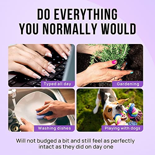 24 Pcs Press on Nails -Supremely Fit & Natural Soft Gel Press on Nails Almond, White Glue on Nails with Nail Glue, Reusable Stick on Nails in 12 Sizes(Iridescence)