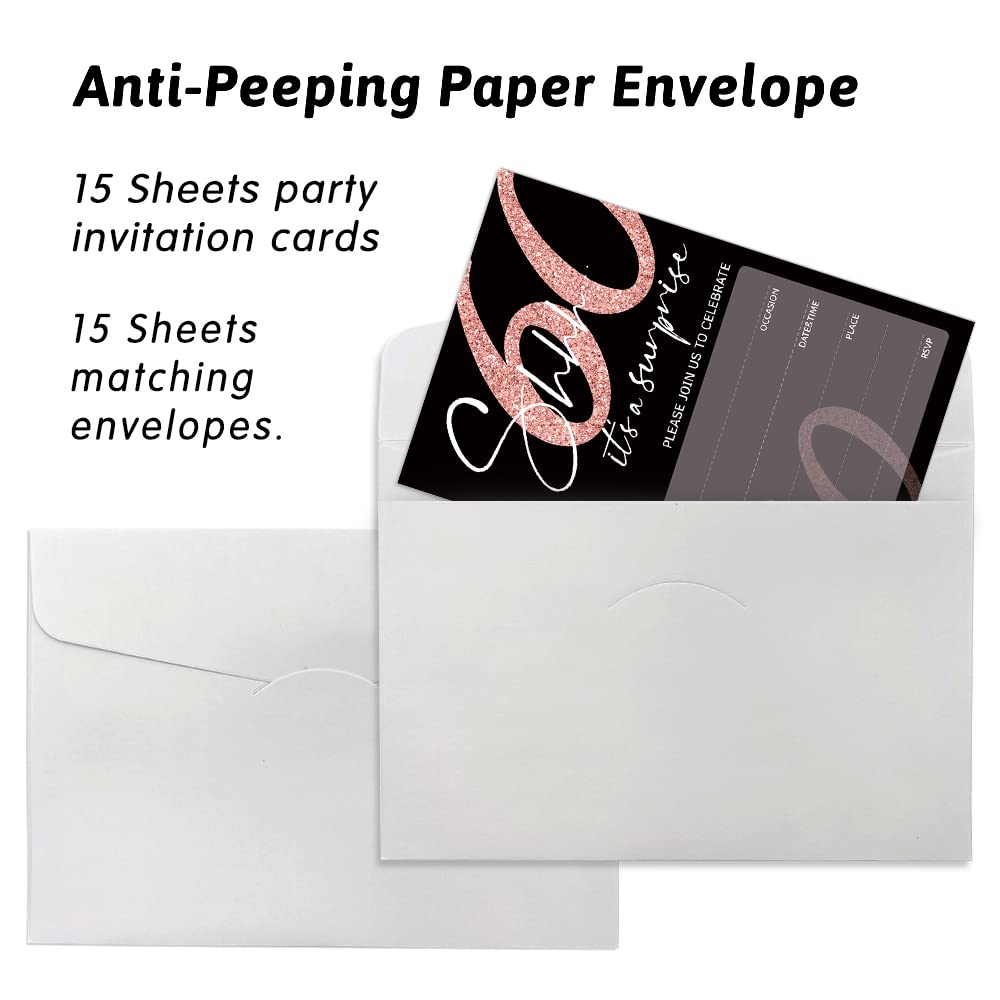 Cusrtyh 60th Birthday Party Invitations ,60th Anniversary Birthday party,Rose Gold Birthday Party,Surprise Party Invitations,Invites for Anniversaries,60th Birthdays,15 Cards With 15 Envelopes