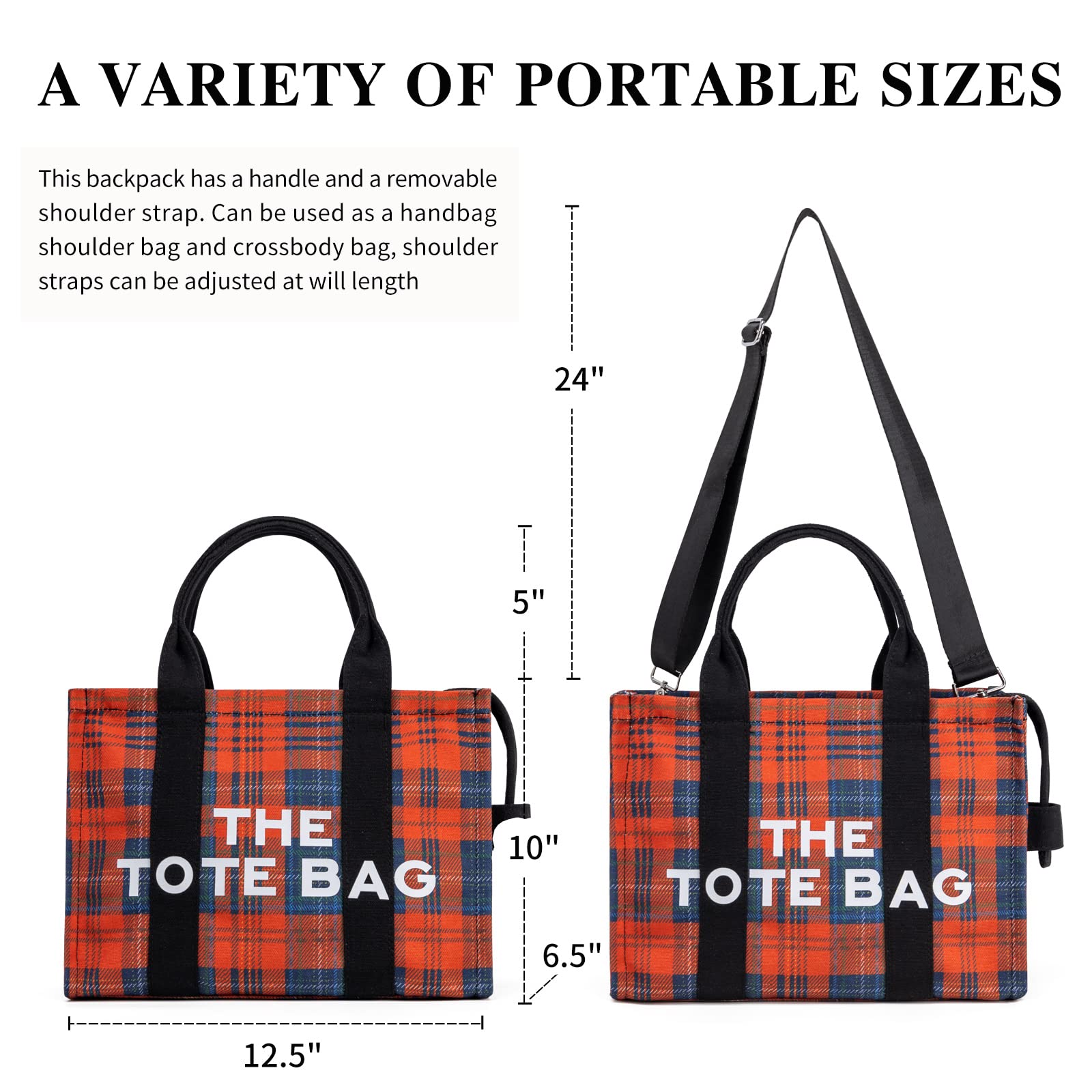 Tote Bag for Women, Canvas Carry-On Shoulder Bag Weekender Bags for Work, Daily Life (Striped Red)
