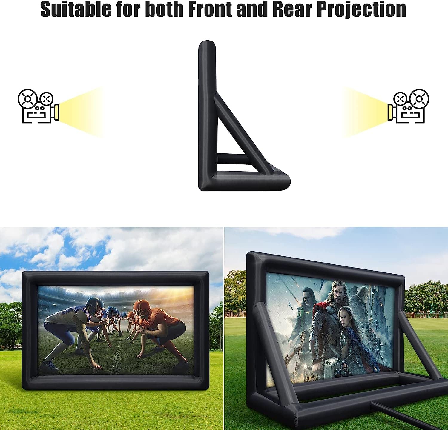 Inflatable Projector Screen, 20FT Portable Blow Up Outside Projector Screen, Front & Rear Projection, with Rope, Air Blower, Ground Nails and Carry Bag, for Theater/Football/Backyard Party