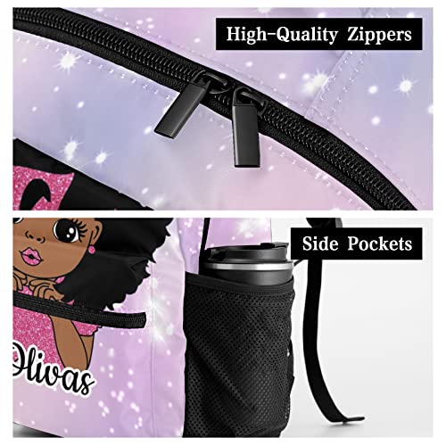 BEYODD Custom Kids Backpack, Personalized Student School Bags for Boys & Girls, Bookbags for Travel Shiny Lights Girl
