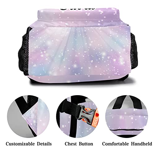BEYODD Custom Kids Backpack, Personalized Student School Bags for Boys & Girls, Bookbags for Travel Shiny Lights Girl