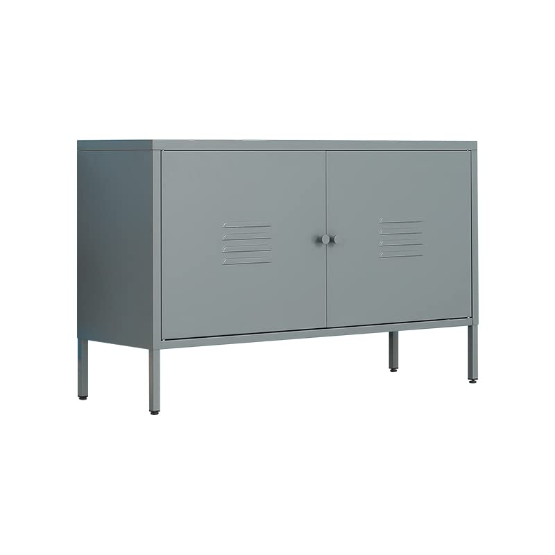 WISUNO Metal Accent Storage Cabinet for Bed Room,Living Room,Home,Hotel,Office,Garage,2-Tier, Removable Shelf (2 Door Accent Cabinet, Grey)