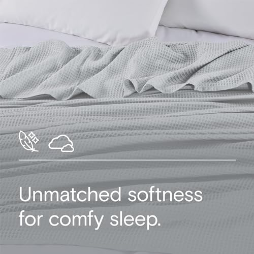 DOZ by SIJO 50% Viscose Derived from Bamboo and 50% Cotton Blend Twin-Twin XL Summer Waffle Lightweight Bed Blanket, Dove