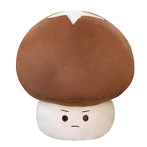 Hofun4U Mushroom Plush Pillow, Smile Mushroom Stuffed Plush, Sofa Car Bed Plush Pillow Home Decor Kids Adults Birthday (Brown,9 inch)