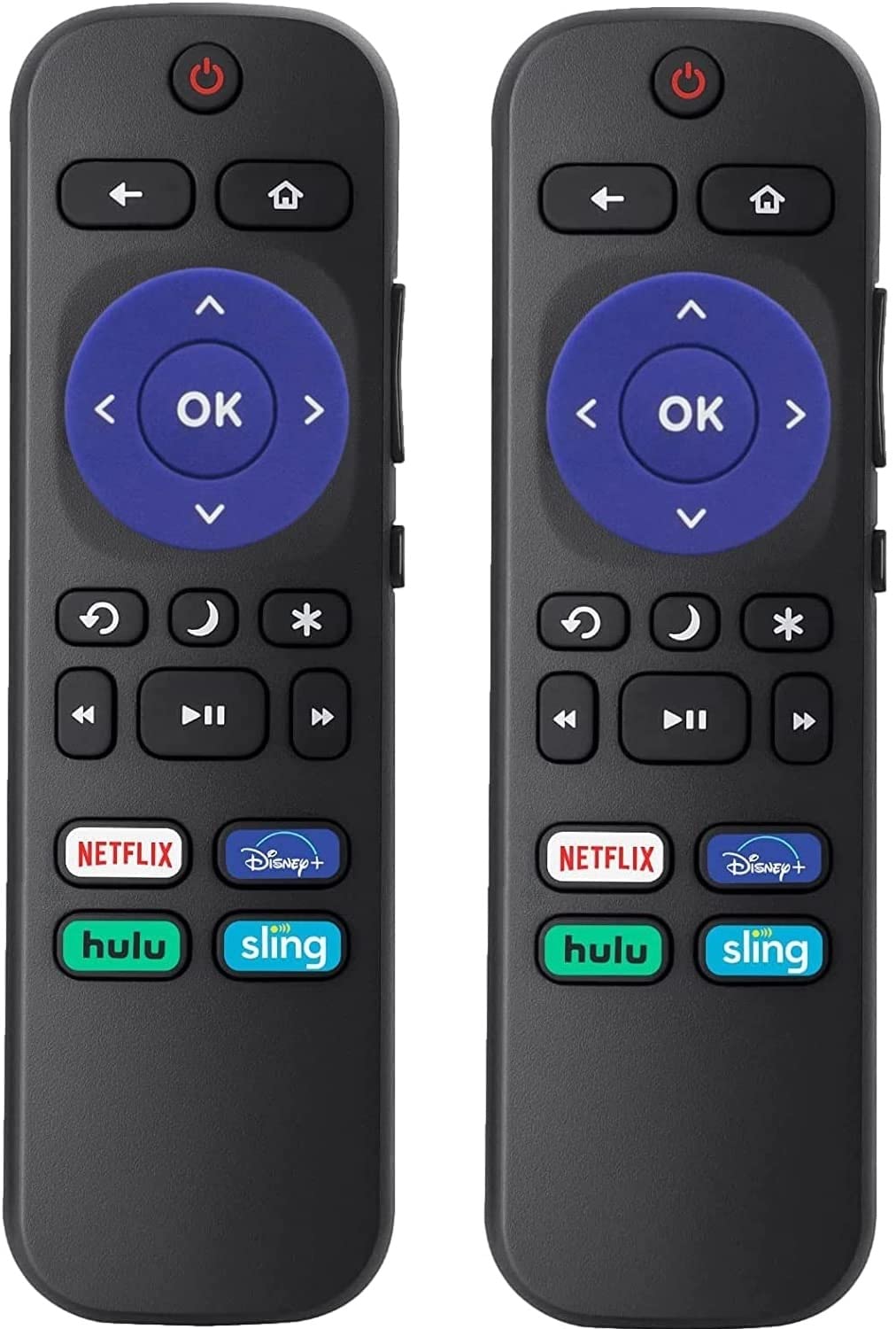 Replacement Remote Control for Onn Roku TV/TCL Roku TV/Element Roku TV/Hisense Roku TV Remote with Netflix Disney Plus HULU Sling【Only Works with Roku TV, Not for Roku Stick and Roku Box】 2 Pack