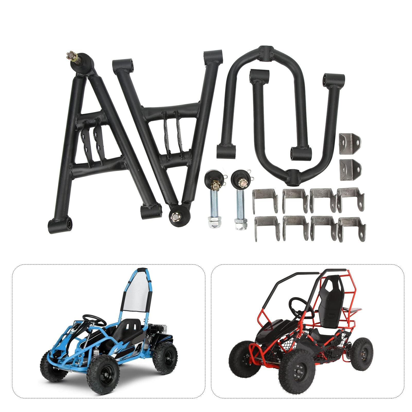 Upper Lower Swing,Yctze 350mm Front Suspension Shock Swing Arm Kit Replacement For 150cc 200cc 4 Wheels Quad Bike Kart