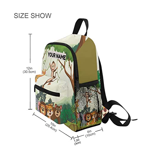 OREZI Custom Kid's Name Toddler Backpack,Personalized Backpack with Name/Text Daycare Bag,Customization (Animal Jungle Monkey Tiger Giraffe Lion Elephant) Nursery Bag Preschool Backpack Baby Diaper Ba