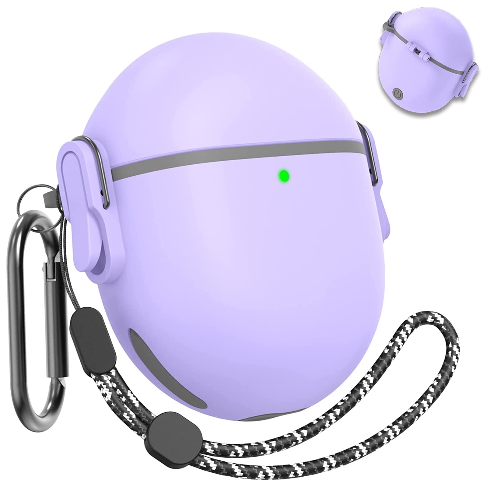 Miimall Compatible for Google Pixel Buds Pro Case, [Secure Lock][Anti-Lost Keychain][Front LED Visible] Military Protective Rugged TPU Case Cover for Pixel Buds Pro Accessories with Lanyard (Purple)