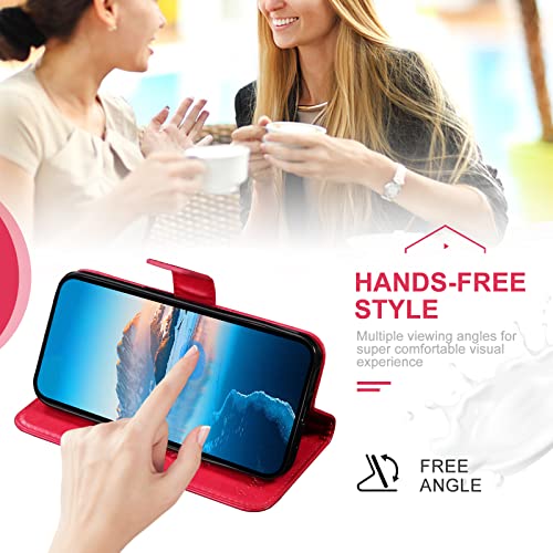 KANVOOS Case for Oppo Reno 6 Pro 5G Wallet Case with Card Holder, PU Leather Flip Folio Case [TPU Inner Shell], Shockproof Cover for Oppo Reno 6 Pro 5G (Rose)