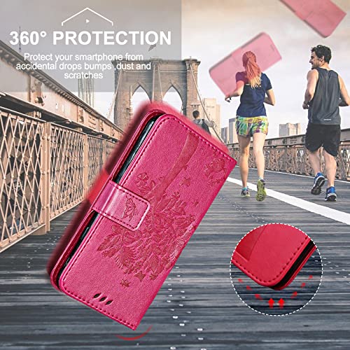 KANVOOS Case for Oppo Reno 6 Pro 5G Wallet Case with Card Holder, PU Leather Flip Folio Case [TPU Inner Shell], Shockproof Cover for Oppo Reno 6 Pro 5G (Rose)