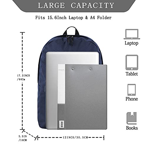 Casual Backpack Lightweight School Bookbag, Travel & Workbook bag for Men Women Student (Blue)