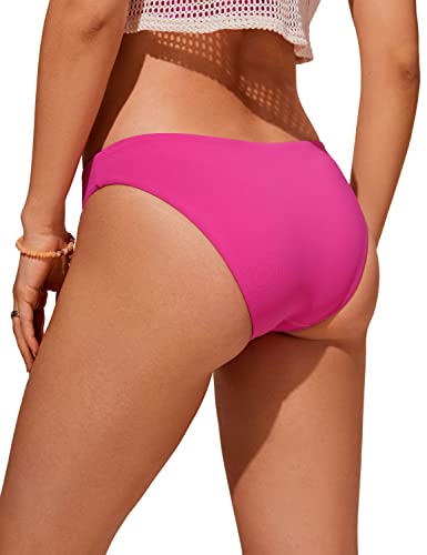 CRZ YOGA Womens Bikini Bottom Low Waisted Bathing Swimsuit Shorts Cheeky Swim Briefs Hibiscus Purple Small