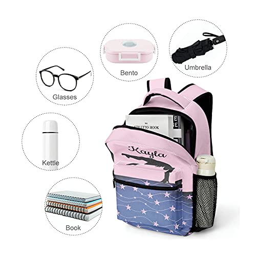 Eiis Gymnastics Stars Pink Blue Students Personalized School Backpack for Kid-Boy /Girl Primary Daypack Travel Bookbag,P22889,One Size