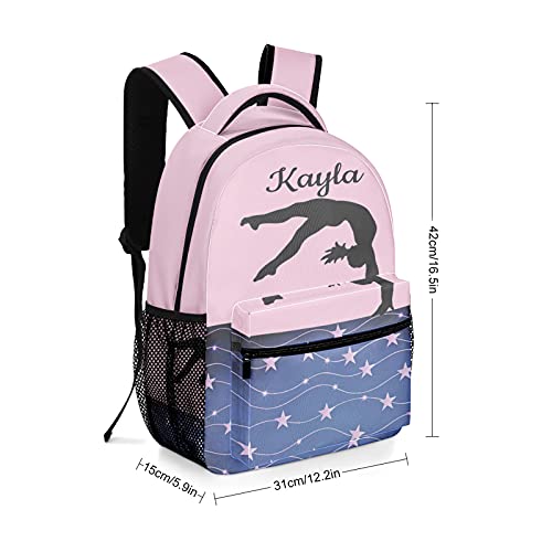 Eiis Gymnastics Stars Pink Blue Students Personalized School Backpack for Kid-Boy /Girl Primary Daypack Travel Bookbag,P22889,One Size