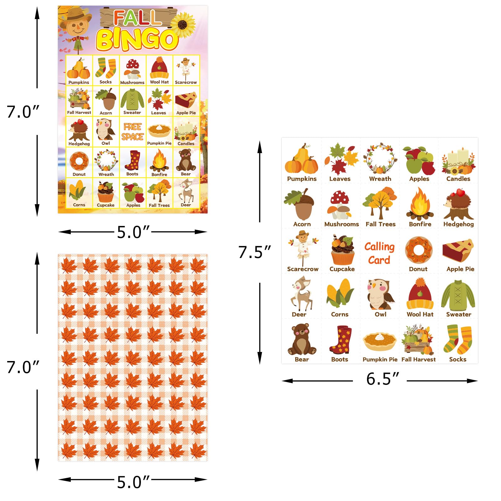 Fall Bingo Game for Kids 24 Players Happy Harvest Thanksgiving Party Game Supply