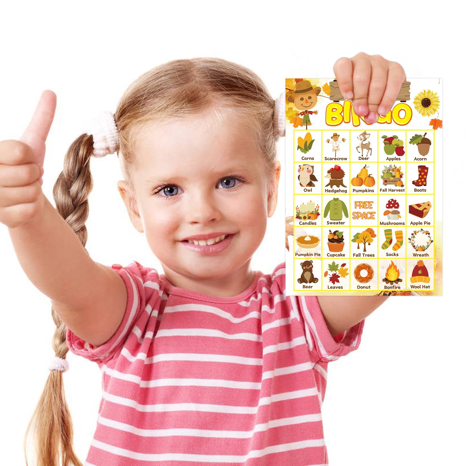 Fall Bingo Game for Kids 24 Players Happy Harvest Thanksgiving Party Game Supply