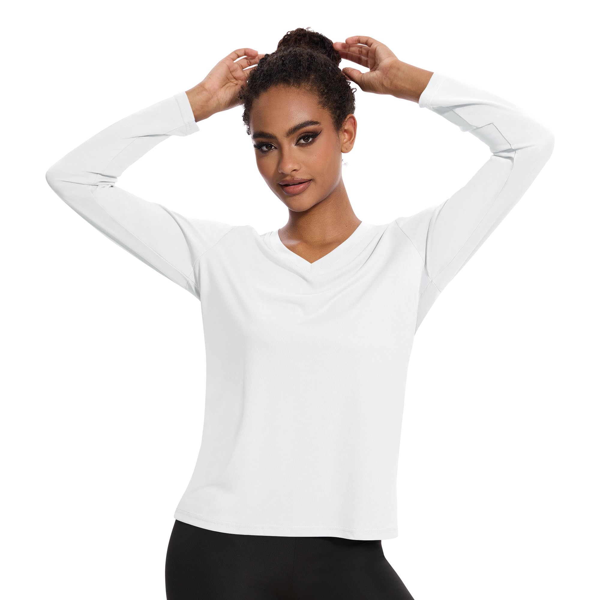 4-7 Pack Long Sleeve Shirts for Women,Moisture Wicking Shirts Long Sleeve Workout Tops for Women V Neck Hiking T-Shirts