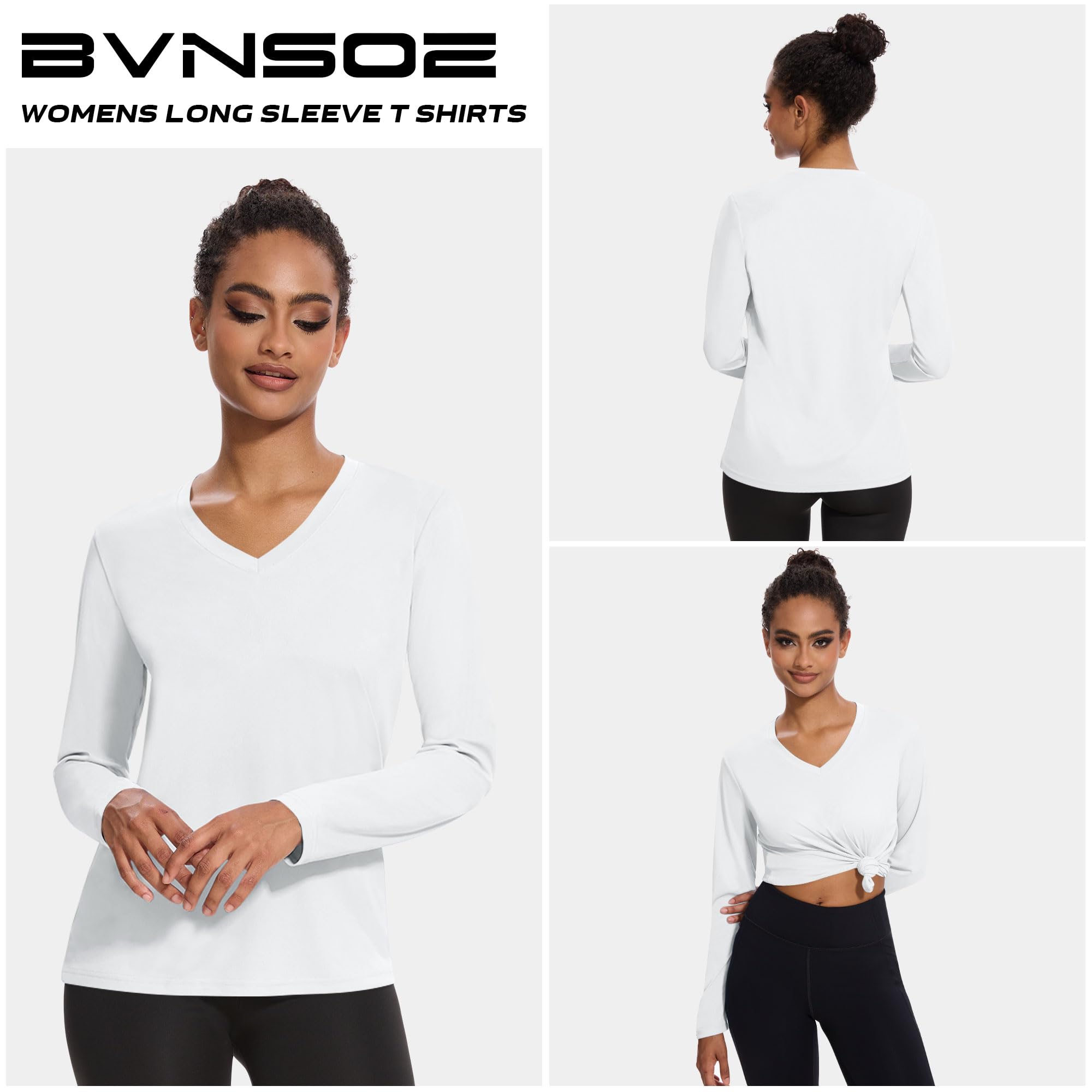 4-7 Pack Long Sleeve Shirts for Women,Moisture Wicking Shirts Long Sleeve Workout Tops for Women V Neck Hiking T-Shirts