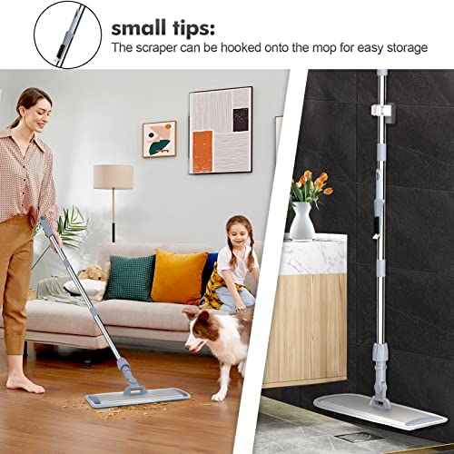 Sunally 18 Inch Professional Microfiber Floor Mop, Wet and Dust Mop with 4 Reusable Mop Pads, Gray