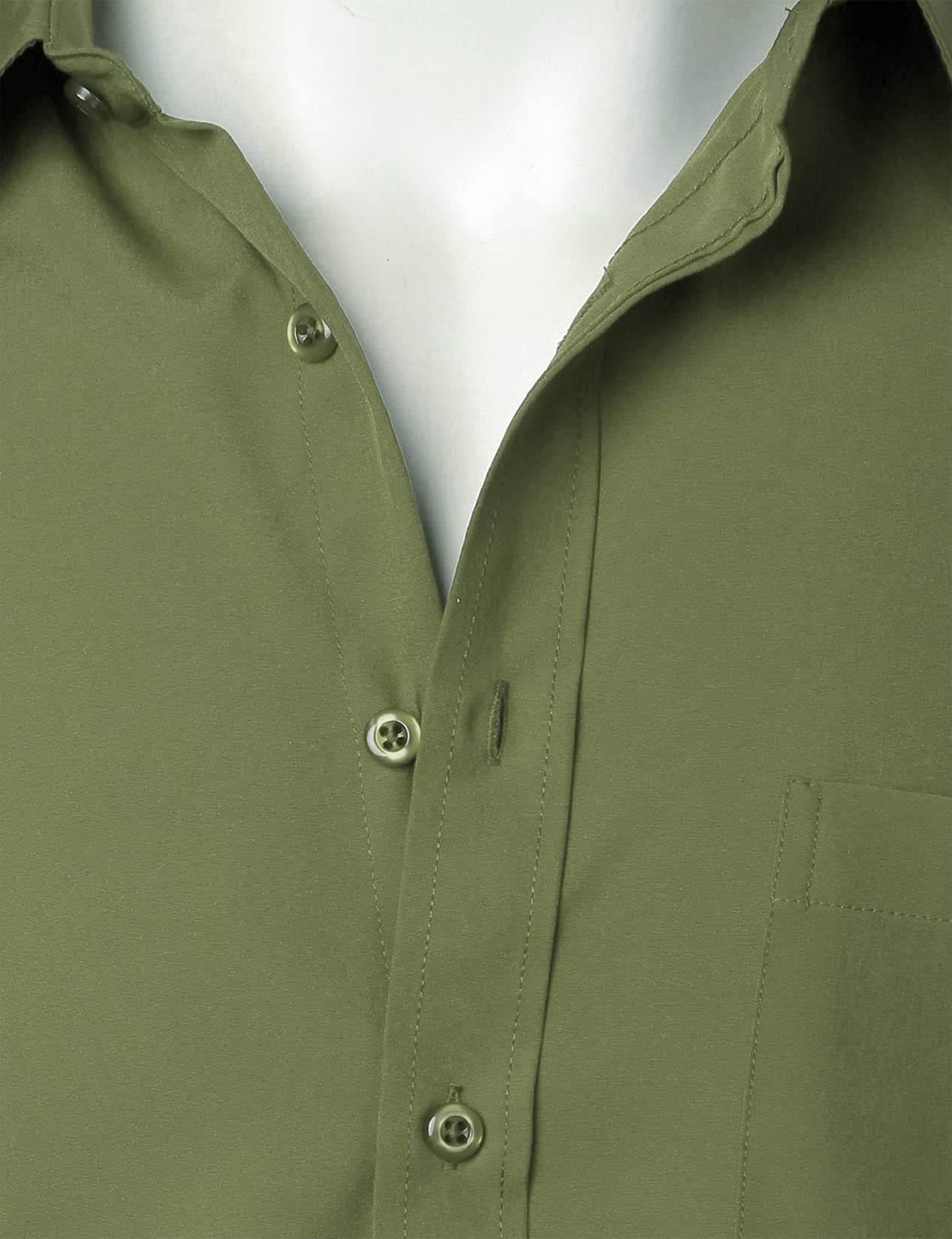 ZEROYAA Men's Regular Fit Dress Shirt Solid Wrinkle-Free Long Sleeve Casual Business Button Up Shirts with Pocket ZSSCL05-Army Green Medium