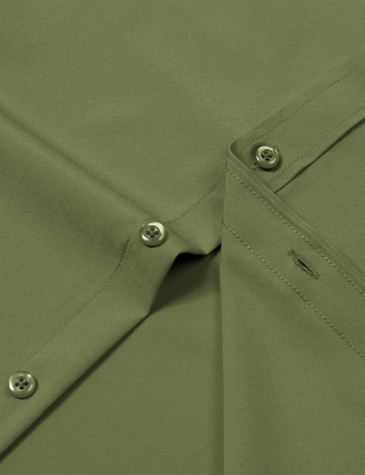 ZEROYAA Men's Regular Fit Dress Shirt Solid Wrinkle-Free Long Sleeve Casual Business Button Up Shirts with Pocket ZSSCL05-Army Green Medium