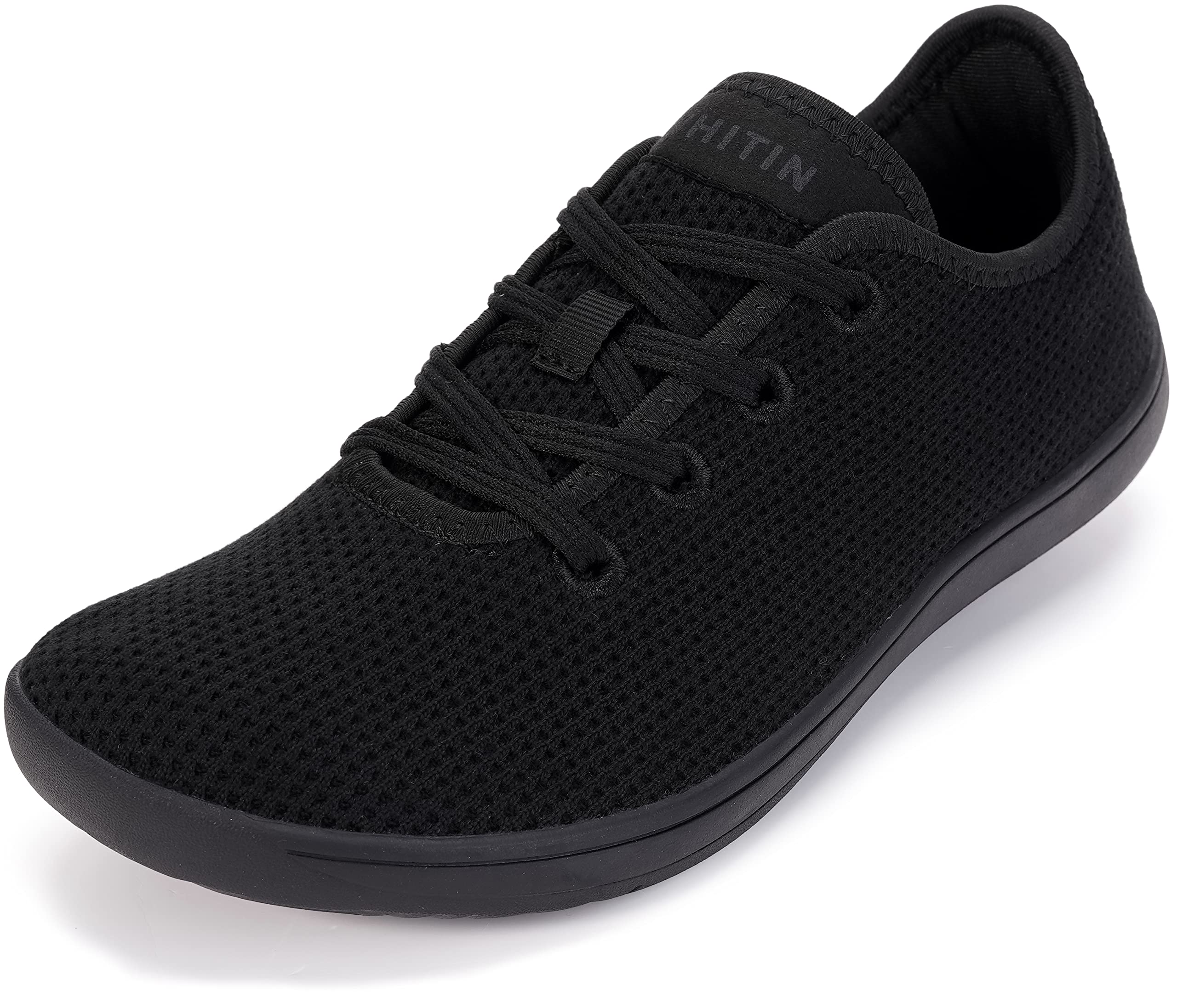 WHITIN Wide Toe Box Barefoot Sneakers for Men Minimalist Minimus Zero Drop Sole Shoes Size 11 Width 11W Walking Outdoor Training All Black 45