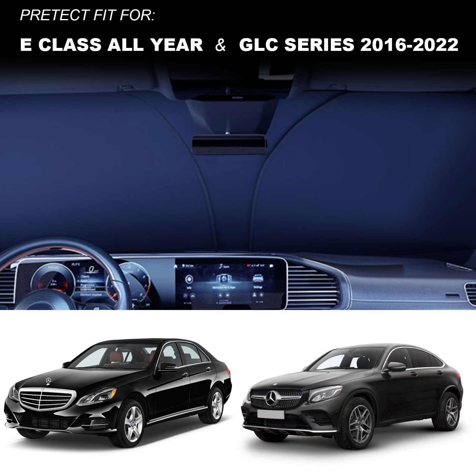 Front Windshield Sunshade Fit for Mercedes Benz GLC 2016-2024 and E-Class Foldable UV Ray Reflector Car Shade Front Windshield Mercedes Benz Sun Shade Windshield Keeps Your Vehicle Cool