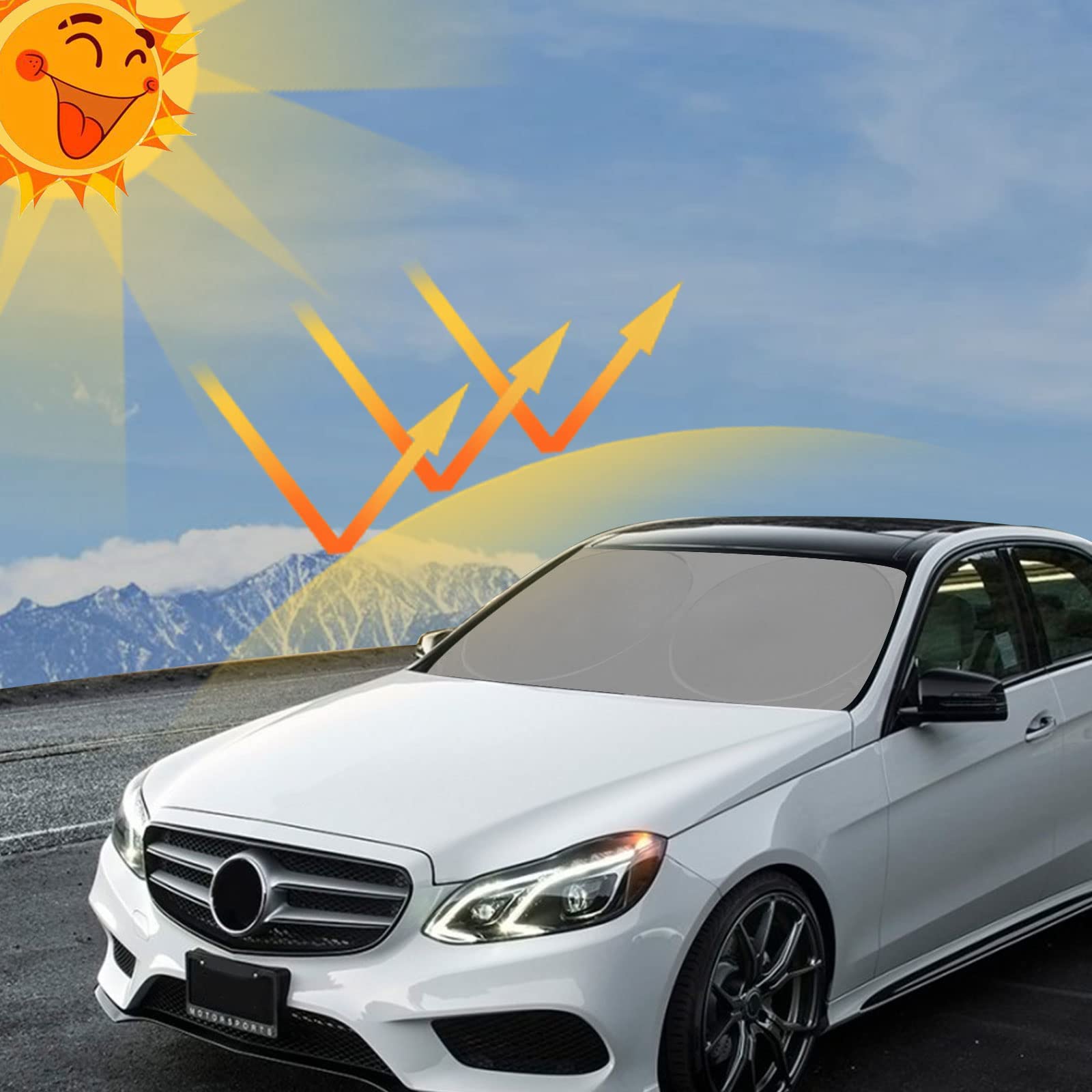 Front Windshield Sunshade Fit for Mercedes Benz GLC 2016-2024 and E-Class Foldable UV Ray Reflector Car Shade Front Windshield Mercedes Benz Sun Shade Windshield Keeps Your Vehicle Cool