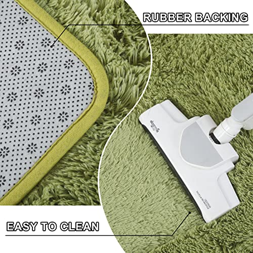 GERBIT Shag Area Rug 4x6 Feet Soft Indoor Rectangular Rugs Carpet Modern Luxury Plush Rugs for Living Room Home Decor Grass Green