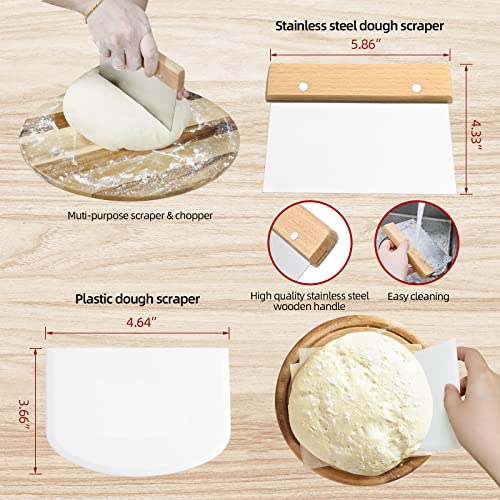 Banneton Bread Proofing Basket Set With Sourdough Bread Baking Supplies, Bread Making Kit Include 9''Round 10'' Oval & Baguette Cane Sourdough Proofing Basket With Dough Whisk Scrapers +Bread Lame…