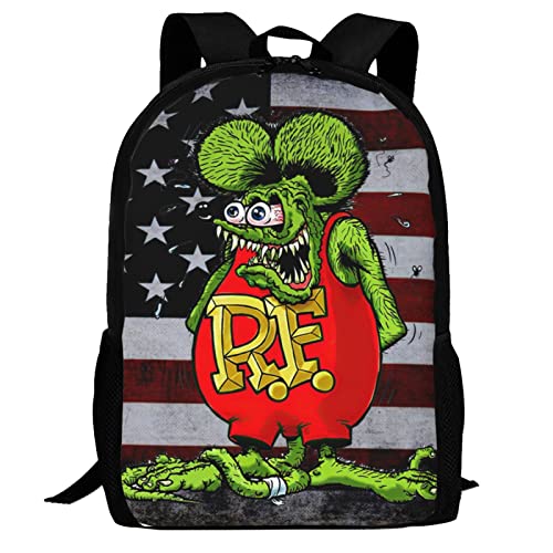 Rat Anime Cute Fink Backpack Computer Bag Shoulders Daypack Business Unisex Backpack Lightweight 3D Print Backpack Gifts with Bottle Side Pockets