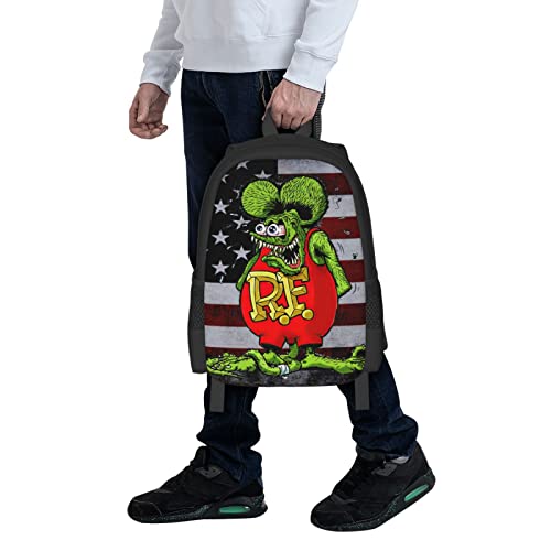 Rat Anime Cute Fink Backpack Computer Bag Shoulders Daypack Business Unisex Backpack Lightweight 3D Print Backpack Gifts with Bottle Side Pockets