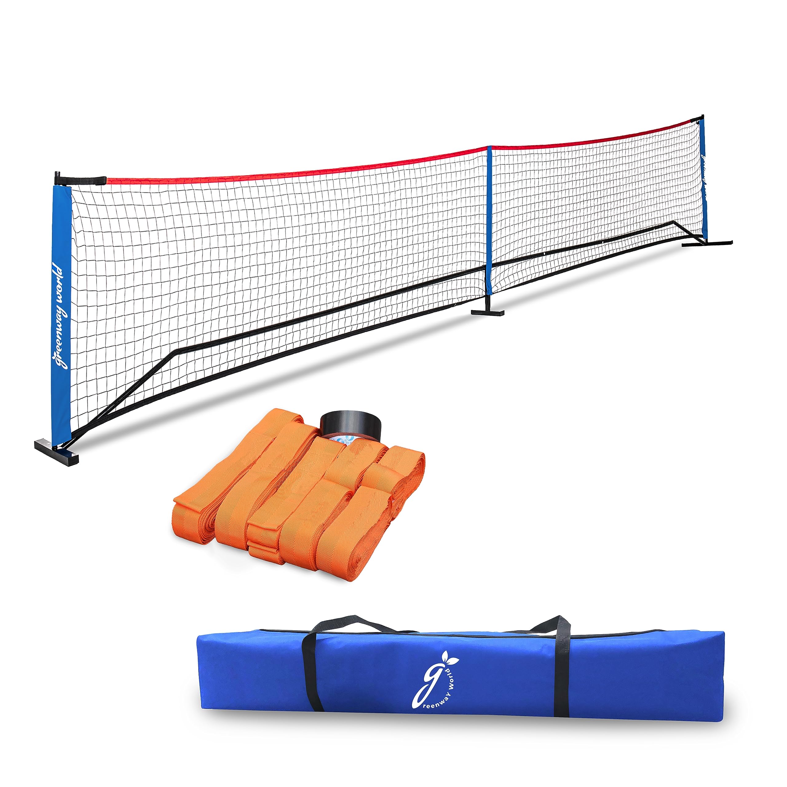 Greenway World - Pickleball Net Set with Court Marking Kit, Easy-to-Assemble Pickle Ball Net, Portable Pickleball Net with Strap and Fixed Height, Pickleball Net Set with Zipper Bag