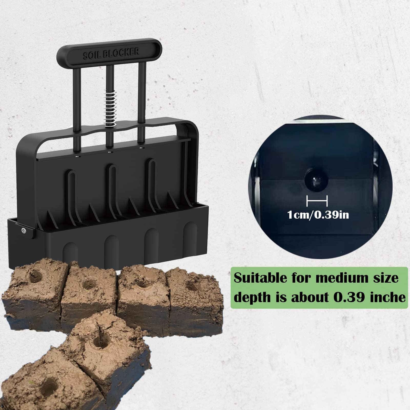 HOMEE Soil Blocker with Comfortable Handle,4 Cell Soil Block Maker 2 Inch Mold Tool Reusable for Seed Starting Germination,Grow Seedling,No Transplant Shock for Garden Soil Potting Outdoor Plants Used