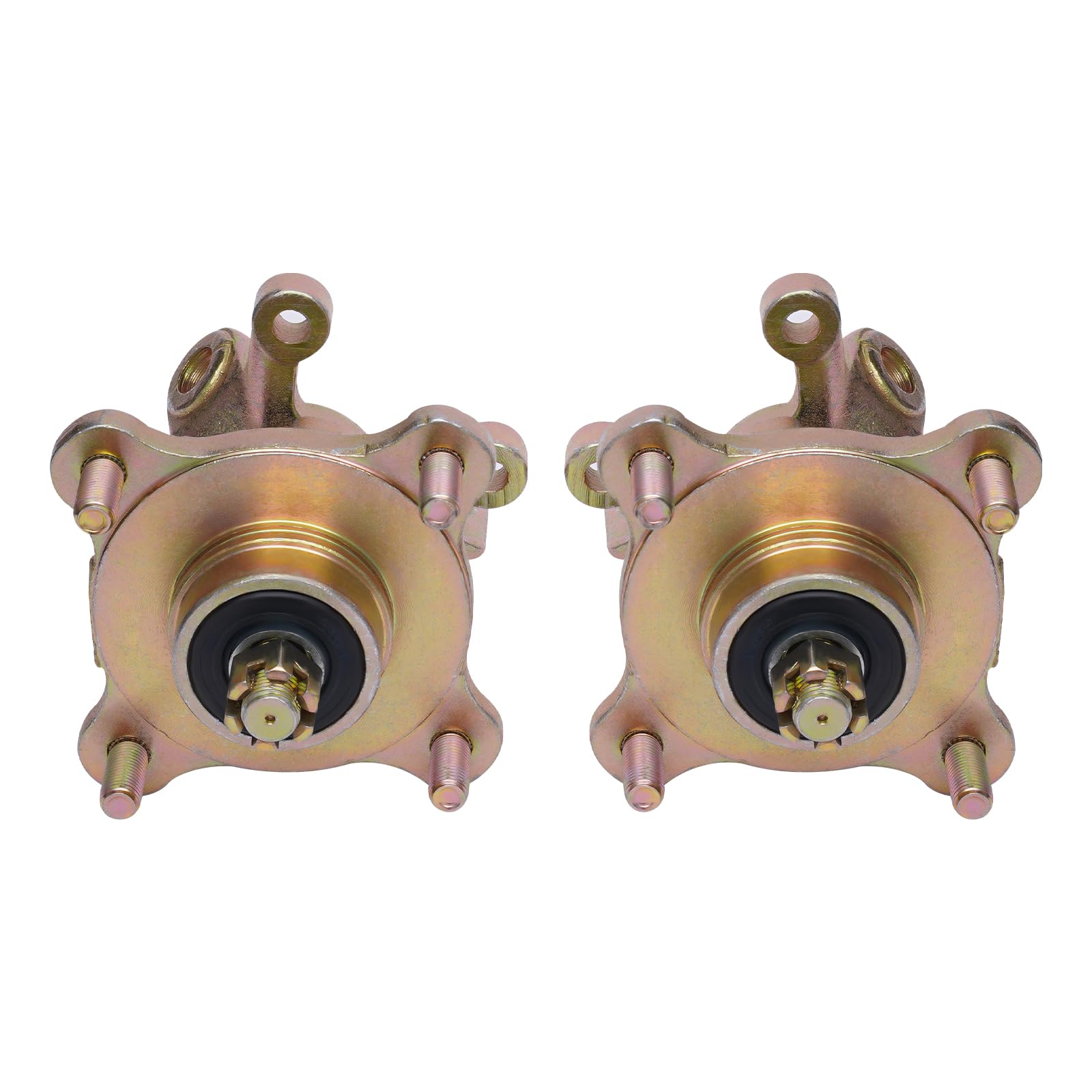 Front Steering 4 Stud Wheel Hub Disc Brake Assembly, ATV Front Wheel Hub+ Steering Knuckle Spindle+Brake Caliper+ 2 pcs Disc Rotor For 125cc 150cc 200cc 250cc ATV Go kart Quad Dirt Bike