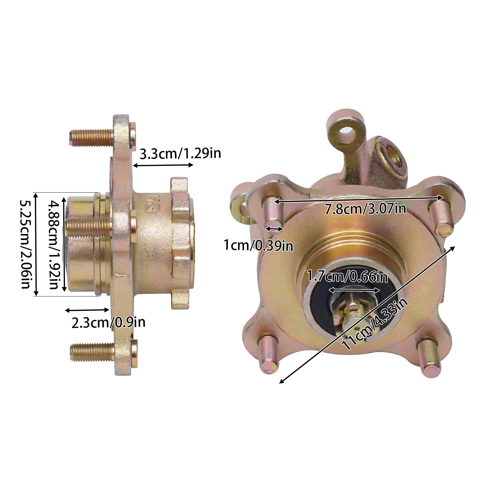 Front Steering 4 Stud Wheel Hub Disc Brake Assembly, ATV Front Wheel Hub+ Steering Knuckle Spindle+Brake Caliper+ 2 pcs Disc Rotor For 125cc 150cc 200cc 250cc ATV Go kart Quad Dirt Bike