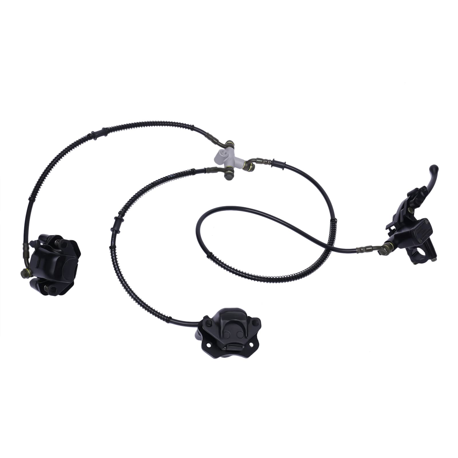 Front Steering 4 Stud Wheel Hub Disc Brake Assembly, ATV Front Wheel Hub+ Steering Knuckle Spindle+Brake Caliper+ 2 pcs Disc Rotor For 125cc 150cc 200cc 250cc ATV Go kart Quad Dirt Bike